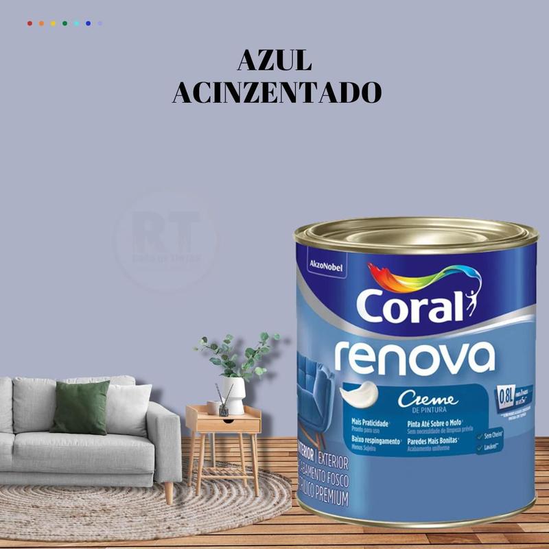 Tinta Parede Azul Marinho Acrílica Fosca Renova 800ml - Coral - Tinta ...