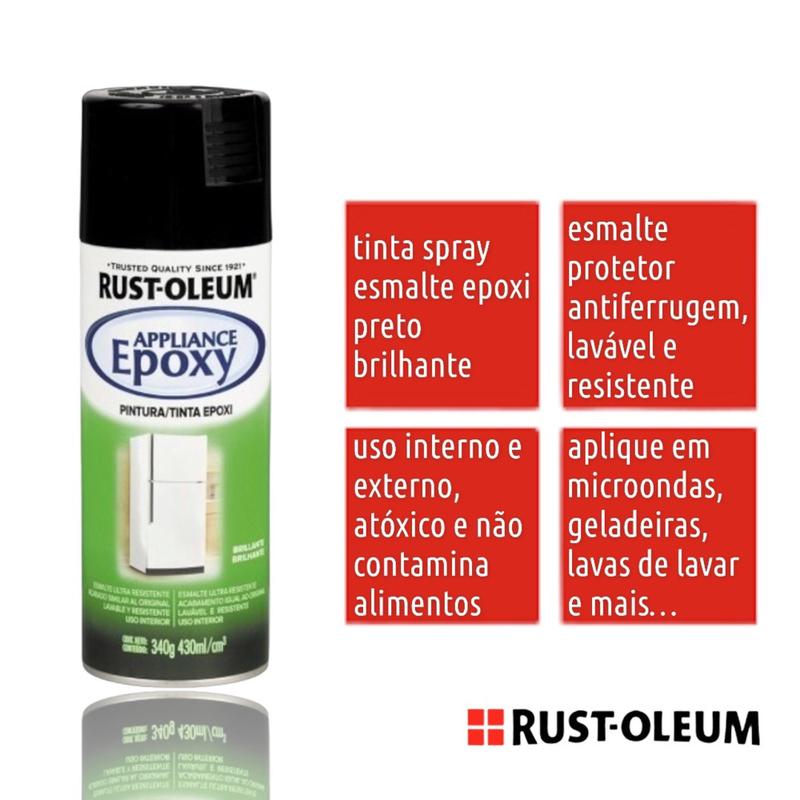 Tinta Spray Rust Oleum Epoxi Geladeira Microondas - Preto Brilhante ...