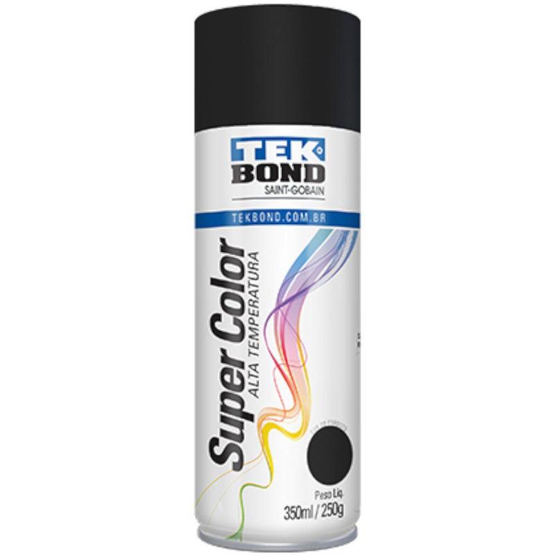 Tinta Spray Super Color Preto Fosco Alta Temperatura com 350 - TEKBOND ...