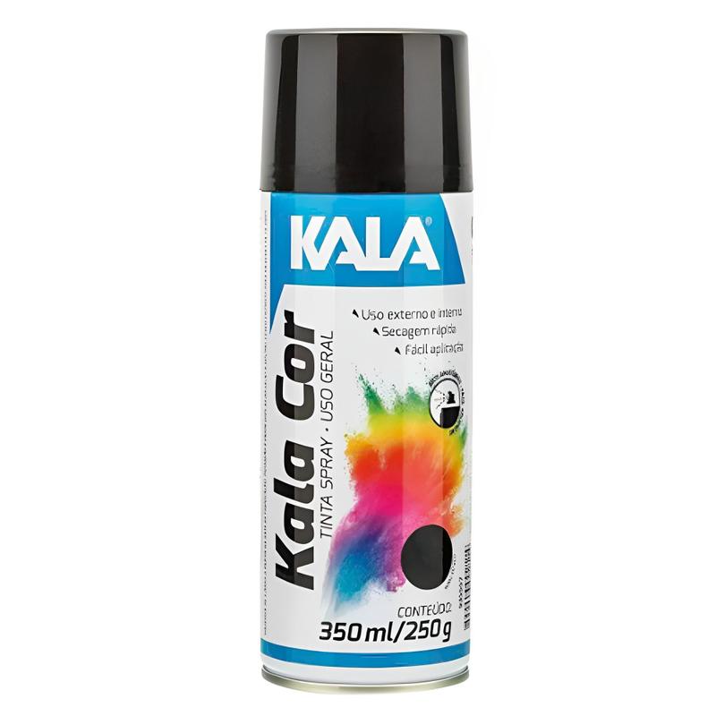 Tinta Spray Uso Geral PR Brilho 350Ml - Kala - Tinta Spray para Parede ...