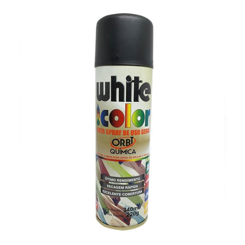 Tinta Spray White Color Preto Fosco 340 ml - Orbi Quimica - Tinta Spray ...