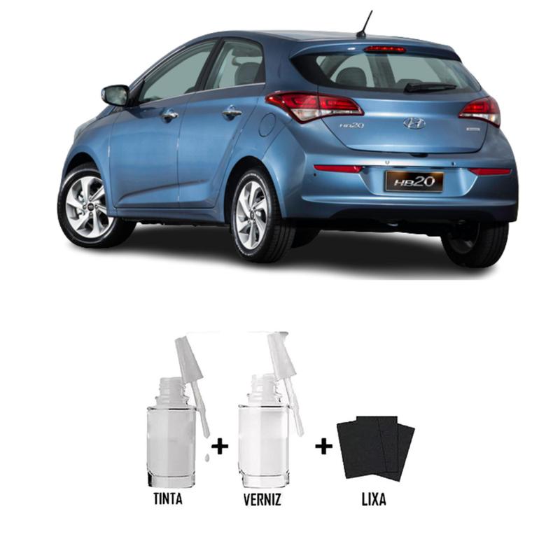 Tinta Tira Risco Automotivo Azul Sky Met - YU8 Hyundai + Verniz 15ml ...