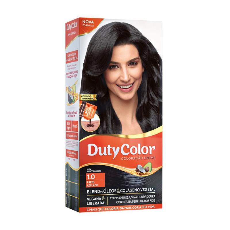 Tintura Creme Coloração Cabelo 1.0 Preto Azulado DutyColor - Duty Color ...