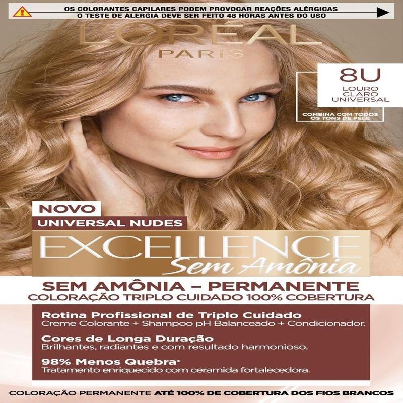 Tintura Imédia 8u Louro Claro Universal Sem Amônia - Loréal Imédia ...