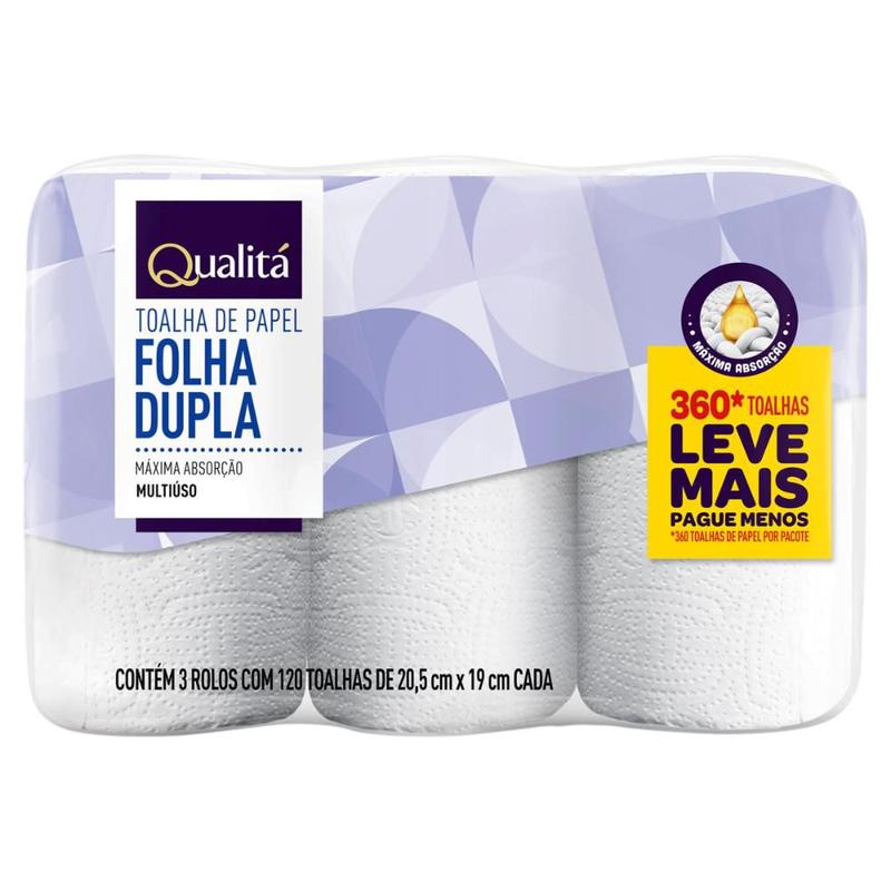 Toalha de Papel Folha Dupla Qualitá Pacote 3 Unidades Leve Mais Pague ...