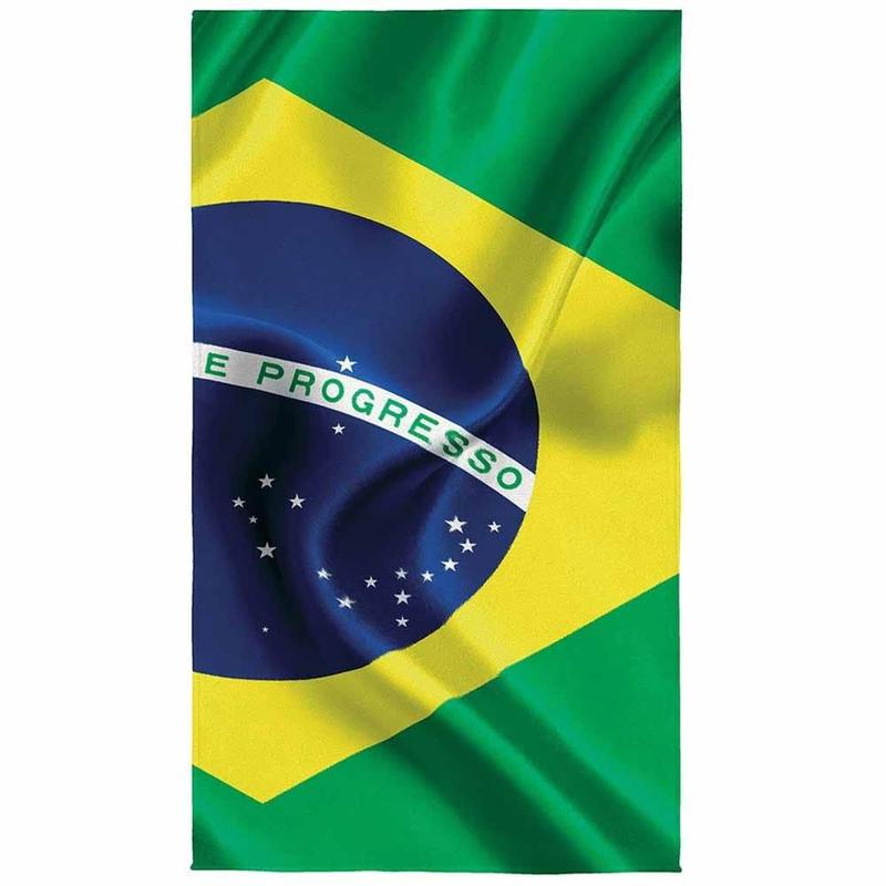 Toalha Praia Aveludada Transfer Bandeira Do Brasil Lepper - Toalha de ...