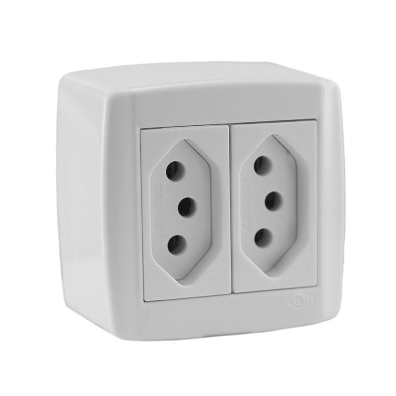 Tomada Box Sobrepor Branco 2 Tomadas 2P + T 20A 250V - Ilumi - Tomadas ...