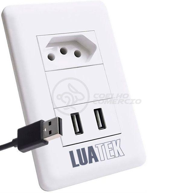 Tomada de Parede 1 Entrada Fonte 2 USB 5v Smart House Casa Inteligente ...