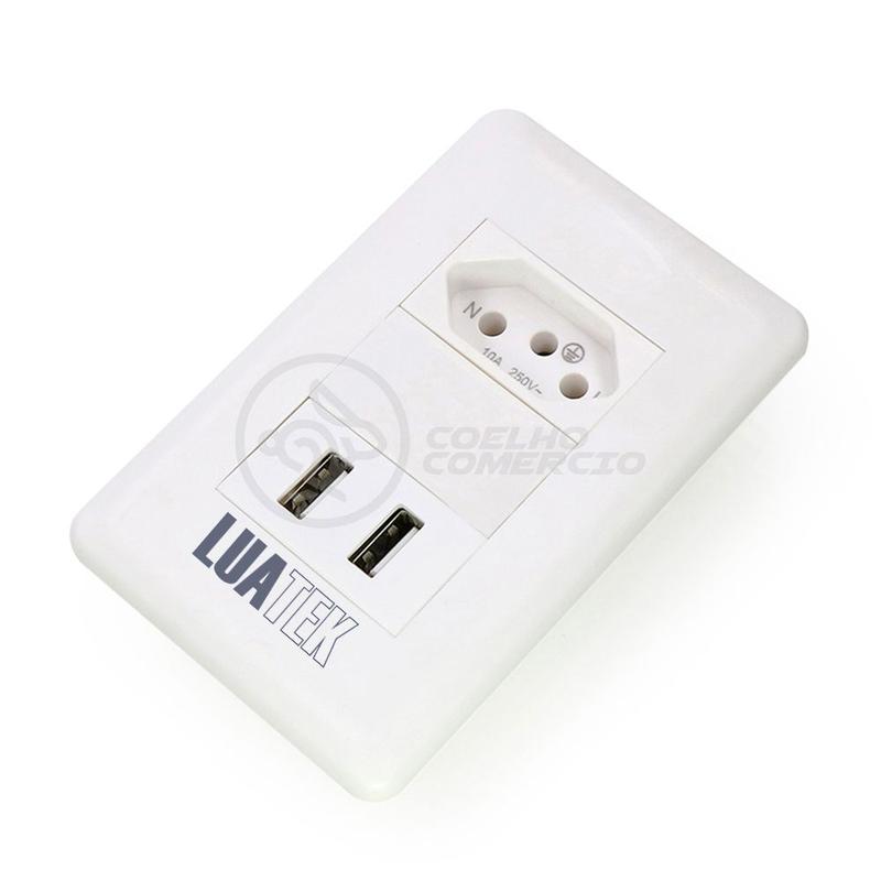 Tomada de Parede 1 Entrada Fonte 2 USB 5v Smart House Casa Inteligente ...