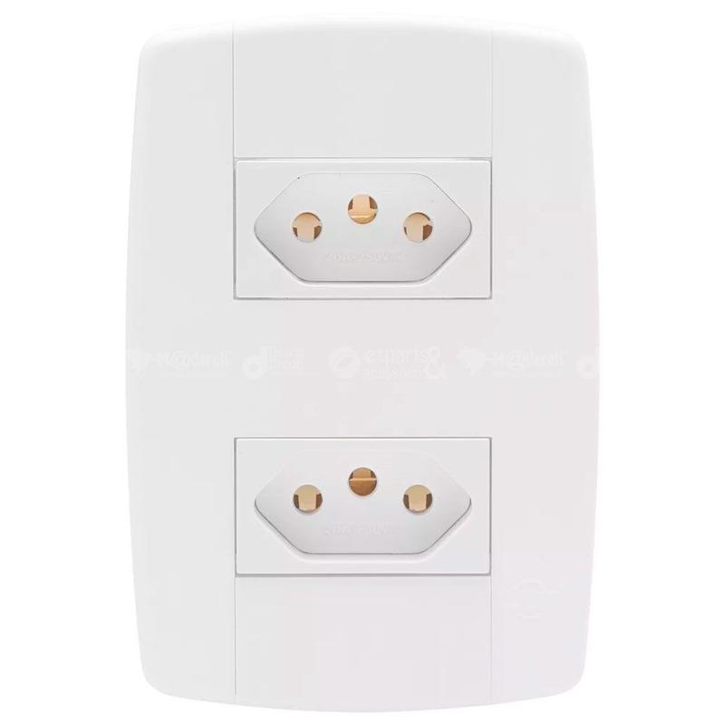 Tomada Dupla 10A Monobloco Placa Modular 4X2 Ilumi Lev - Espelho ...