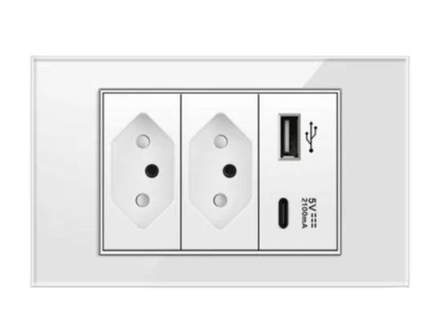 Tomada Dupla Com Entrada Usb E Usb C Bivolt Branca - Tomadas - Magazine ...