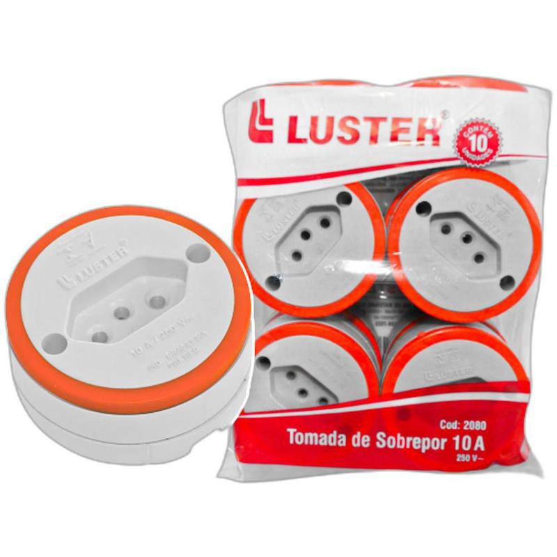 Tomada Externa Luster 2p+t. 10a Grande Cinza 2080 - Kit C/10 Peca(S ...