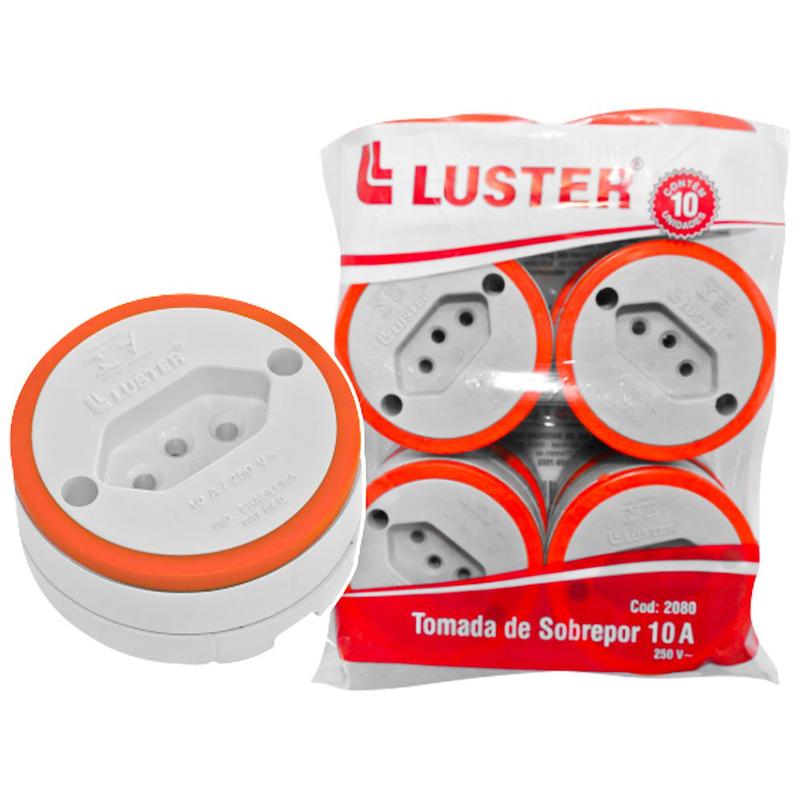 Tomada Externa Luster 2p+t. 10a Grande Cinza 2080./ Kit Com 10 Peca(S ...