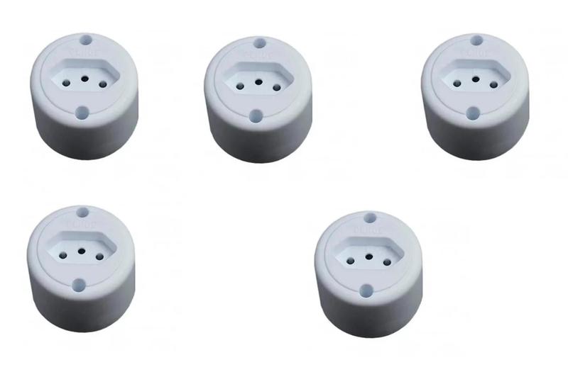 Tomada externa sobrepor redonda branca 10a kit com 5 unidades - CERGE ...