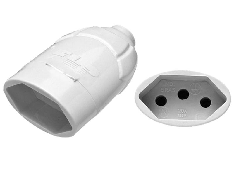 Tomada Fêmea 2p+t 20A e 10A Branco Desmontável Com Inmetro - FLP ...