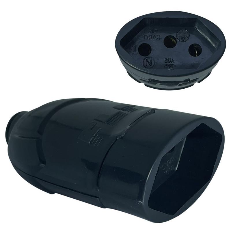Tomada Fêmea 2p+t 20A e 10A Preto Desmontável Com Inmetro - FLP ...