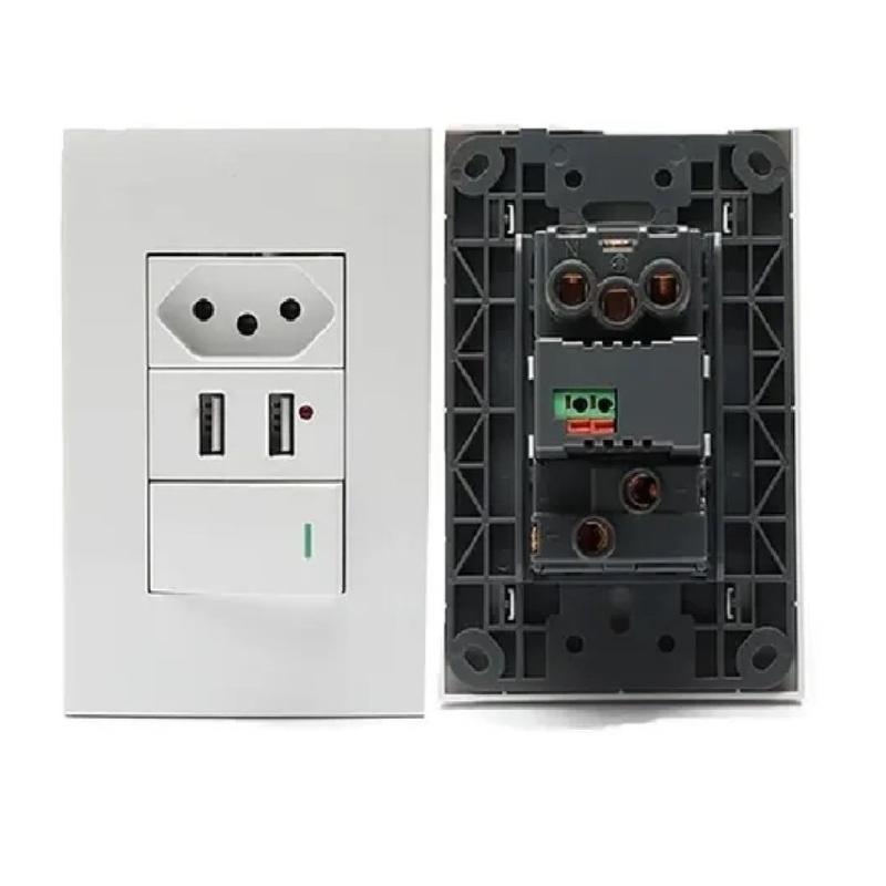 Tomada Parede Interruptor 2 Entradas Usb Duo Universal C/led - SANK ...