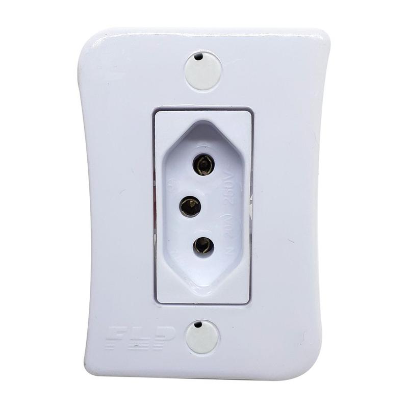 Tomada Simples Sobrepor 2p+t 20A Externo Com Placa Espelho Branco Linha ...