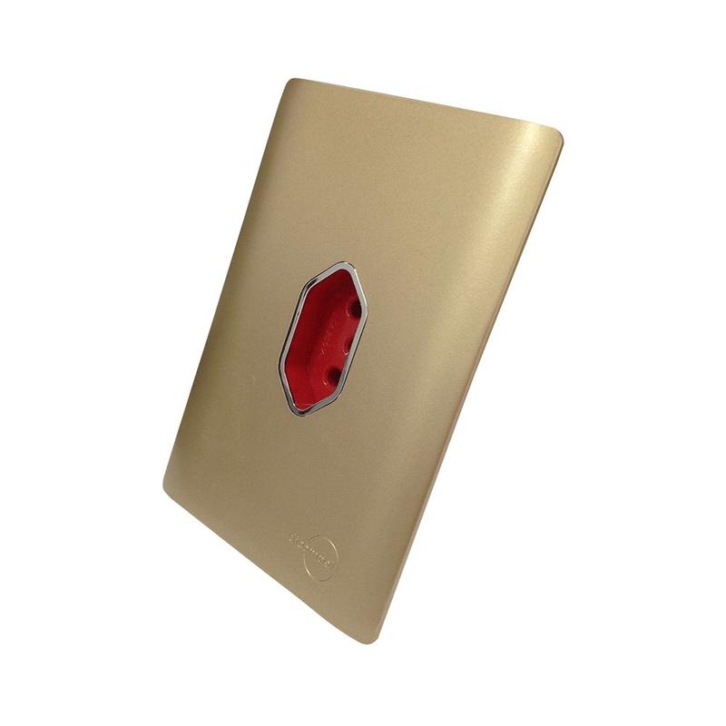 Tomada Universal Vertical 2P+T 20A Vermelha Cromada Com Placa 4x2 ...