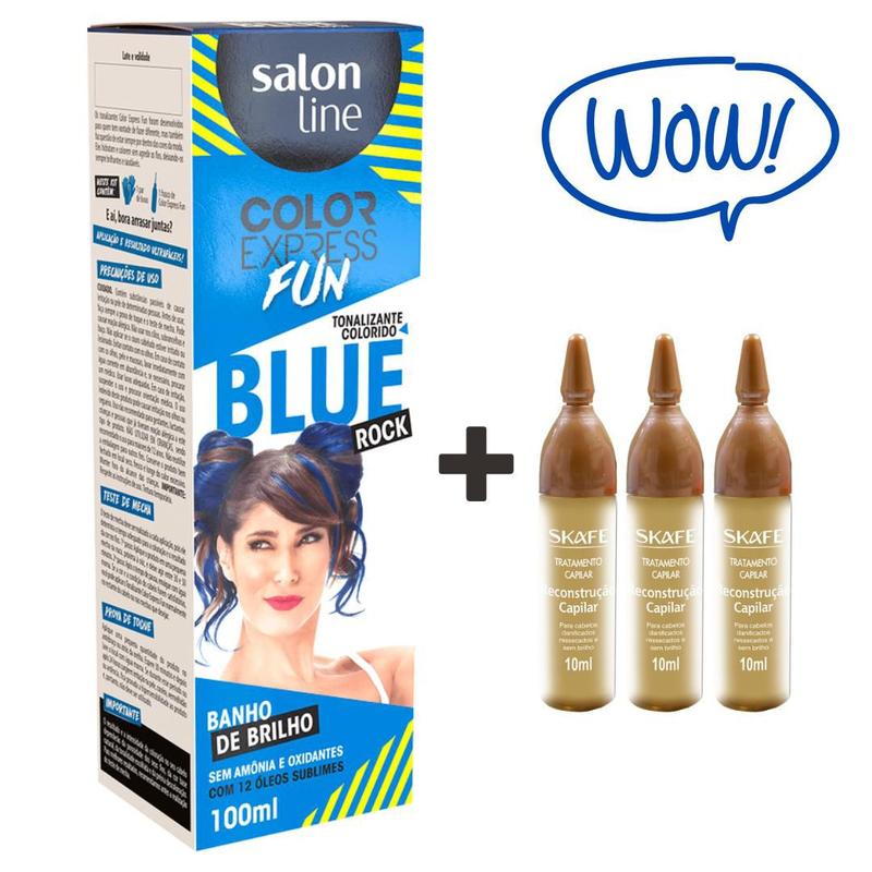 Tonalizante Salon Line Blue 100ml + 3 Ampolas Tratamento 10ml - Kit de ...