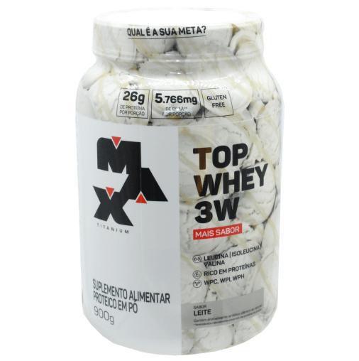 Top Whey 3W Mais Sabor Leite Proteina Max Titanium 900G - Whey Protein ...
