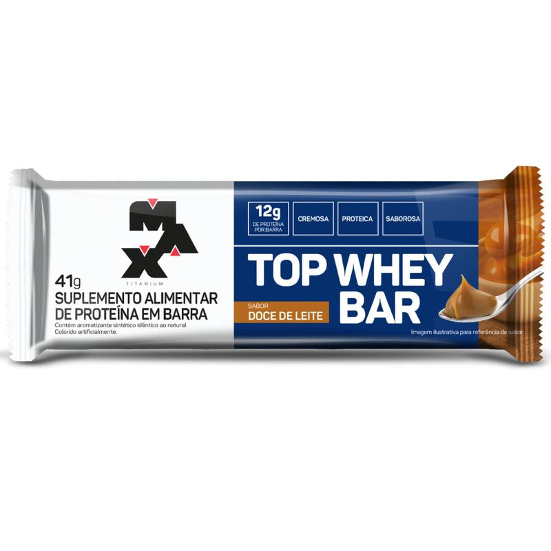 Top Whey Bar barra de proteína sabor Doce de Leite 41g Max Titanium ...