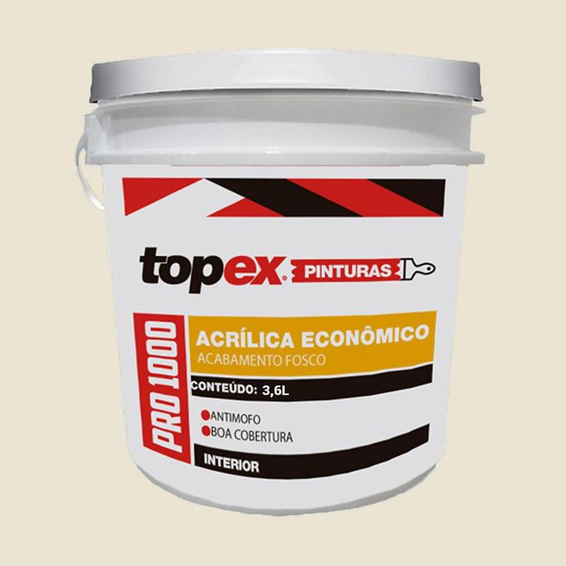 Topex 1000 Tinta Acrílica Econômica Fosco 3,6 Litros Palha - Tinta para ...