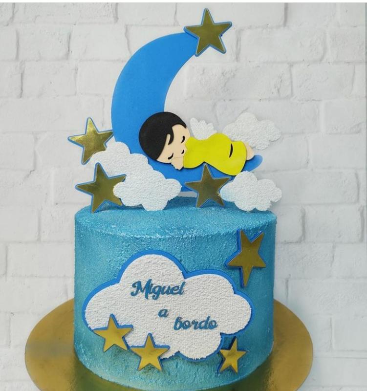 Topo de Bolo Anjinho Estrelas personalizado - MIWL ART - Topo de Bolo ...