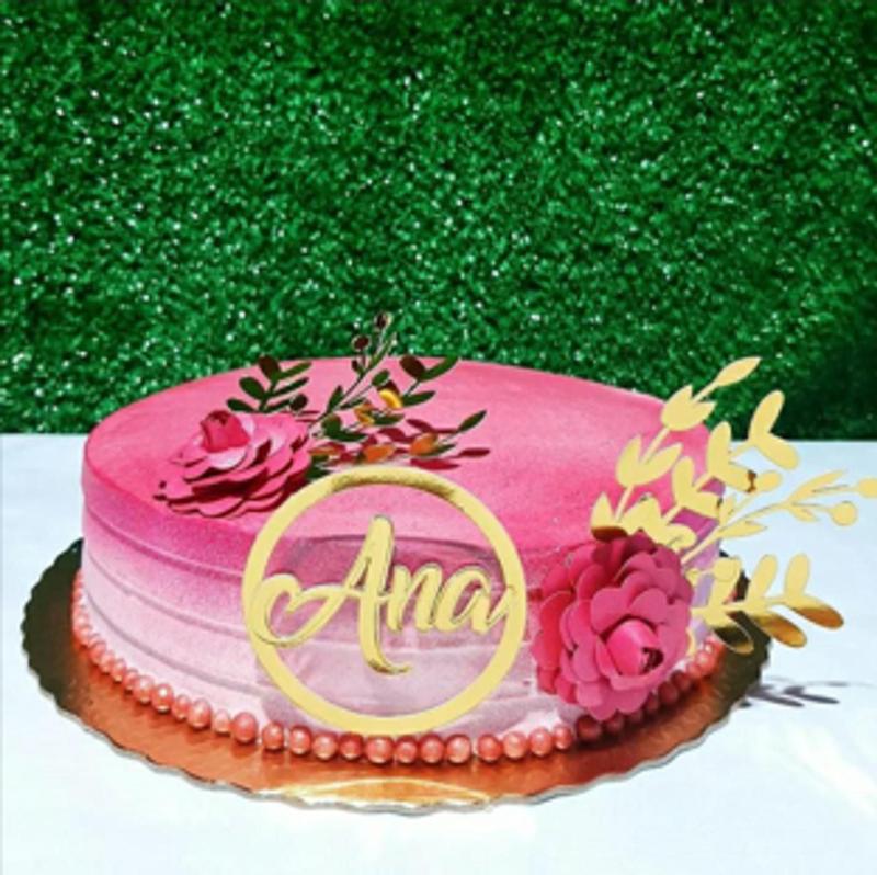Topo de Bolo nome duas flores personalizado - MIWL ART - No Magalu ...
