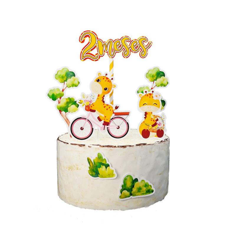 Topper de Bolo Mesversário 2 Meses Girafa Menina - Decoração de Festa ...