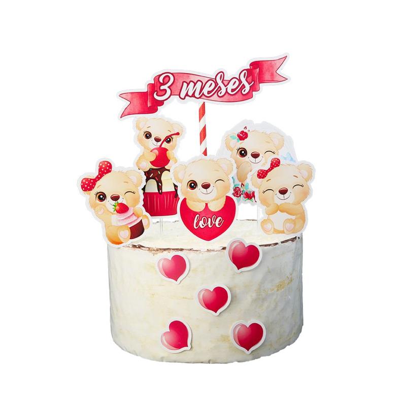 Topper de Bolo Mesversário 3 Meses Ursinha - Decoração de Festa ...