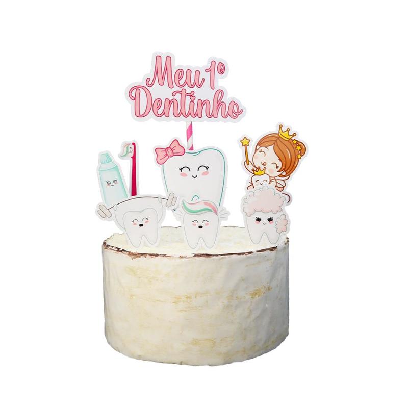 Topper de Bolo Primeiro Dentinho Menina 2 - Decoração de Festa ...
