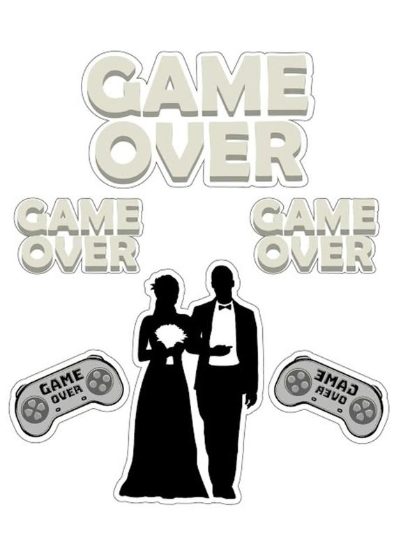 Topper de Bolo Topo de Bolo Game Over - Personalizado - Topo de Bolo ...