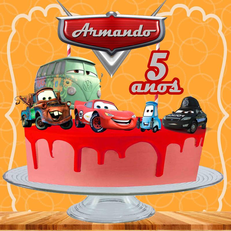 Topper Topo de bolo impresso Cars Carros Mc queen - La Marea ...