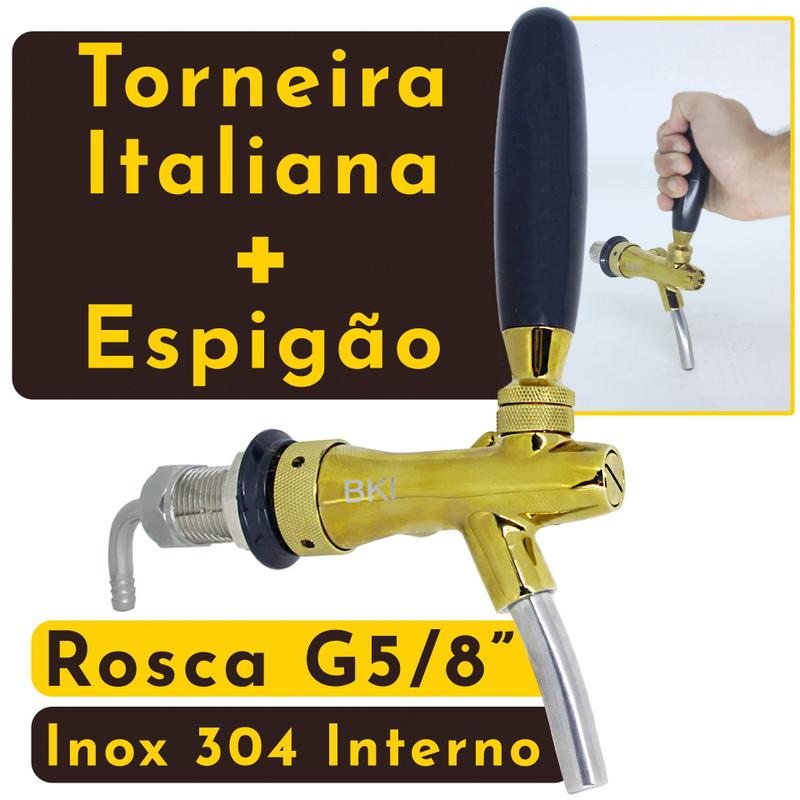 Torneira Para Chopeira Tipo Italiana + Espigão Completa - BKI ...