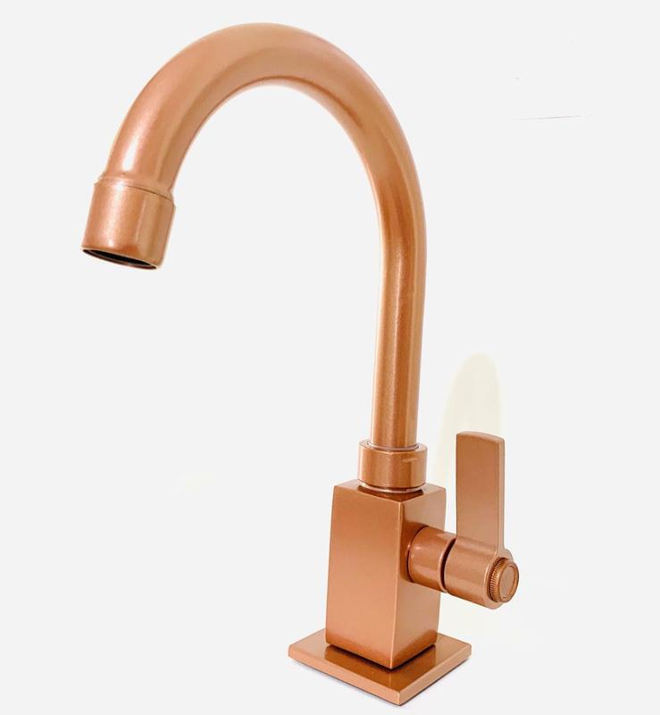 Torneira para cuba de banheiro quadrada Rose Gold - Kioca Metais ...