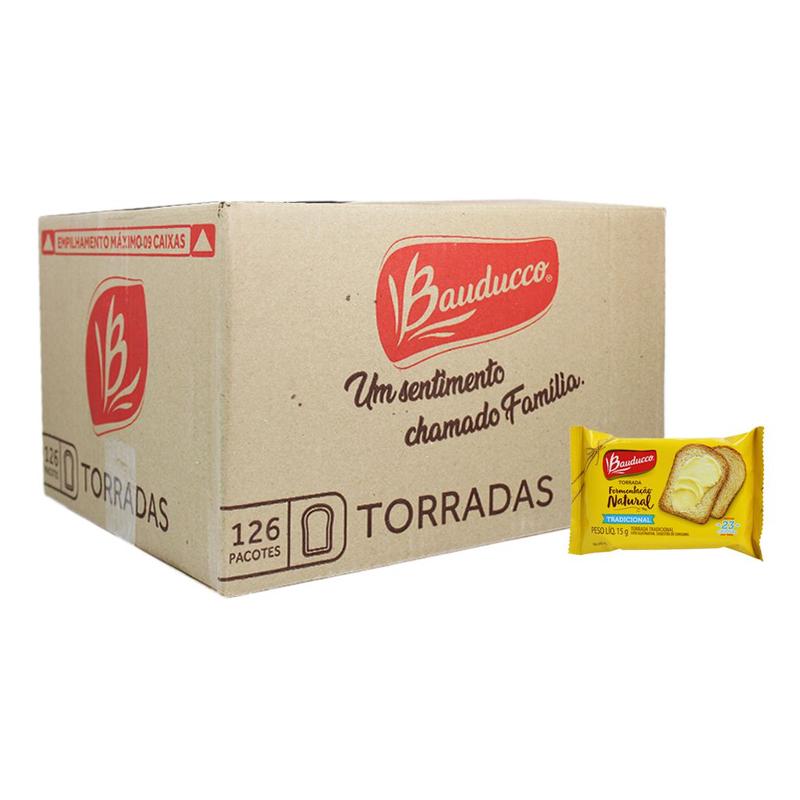 Torrada Bauducco Tradicional Salgada 15g Kit Com 126 Sachês Cx Fechada ...