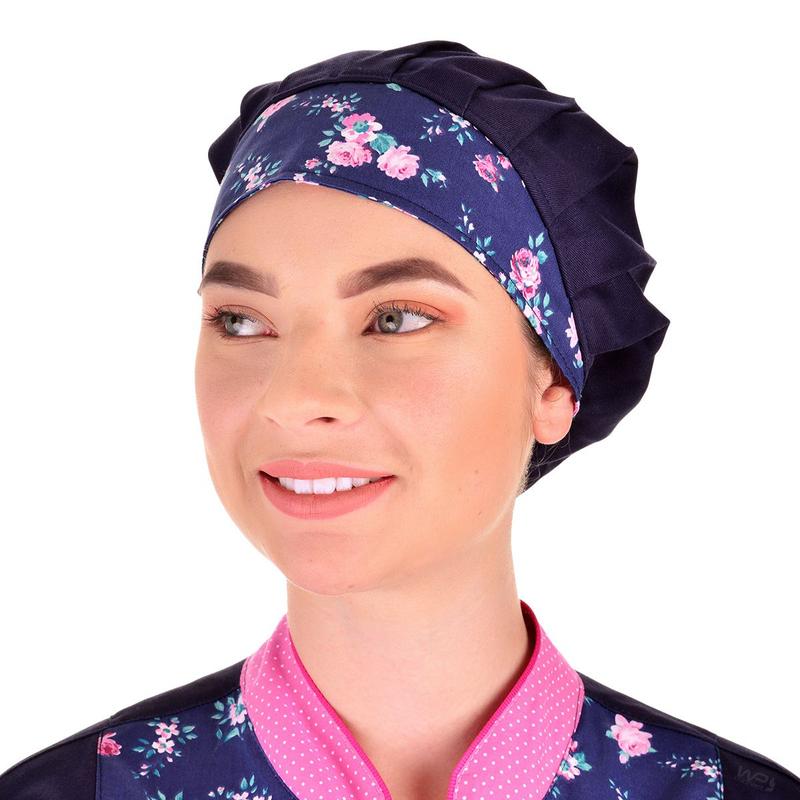 Touca Tipo Gorro Para Clínicas Chef de Cozinha Azul Blueberry Floral ...