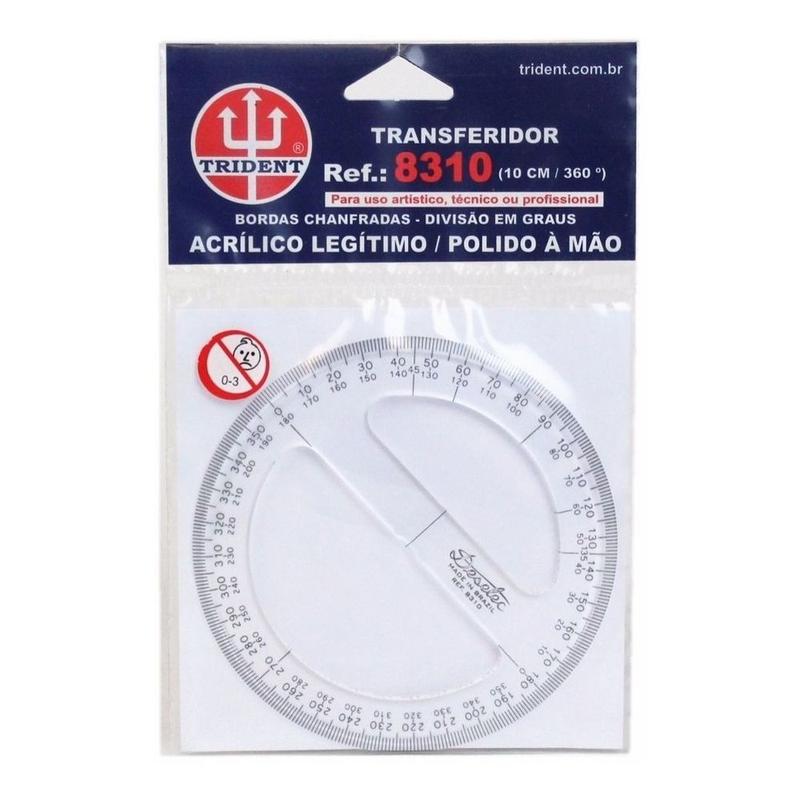 Transferidor acrilico 360 3mm 10cm - 8310 - TRIDENT - Transferidor ...