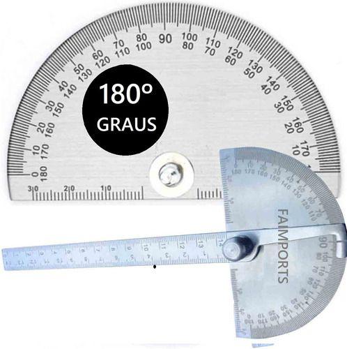 Transferidor De Grau Tipo Meia Lua 0 A 180 Grande Aço Inox - Esquadro ...