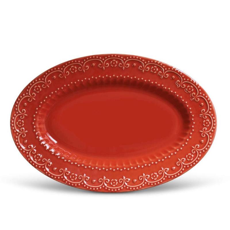 TRAVESSA ESPARTA GRANDE VERMELHO 43,5 x 30 cm - Porto Brasil Cerâmica ...