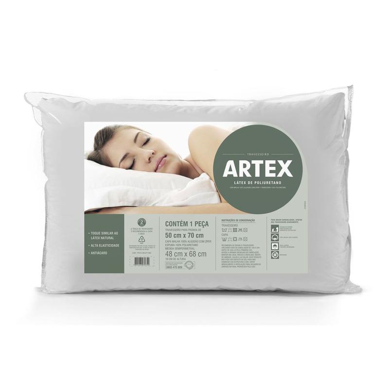 Travesseiro Antiácaro Látex Básico ARTEX - Standard - Branco - Travesseiro Comum - Magazine Luiza