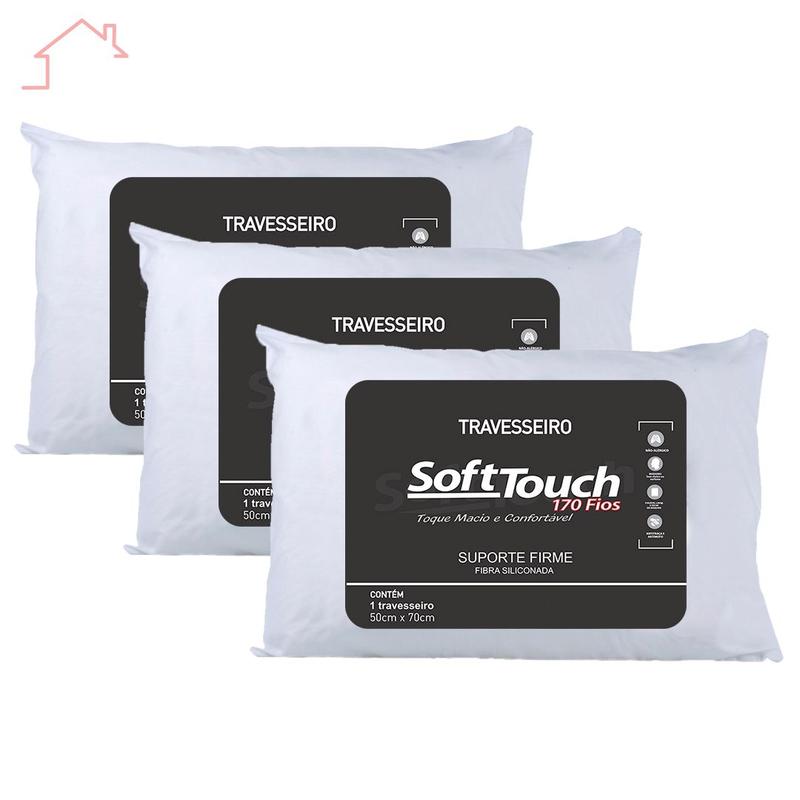 Travesseiro Soft Touch Antialergico Lavavel Kit c/ 3 Pçs - Arte & Cazza ...