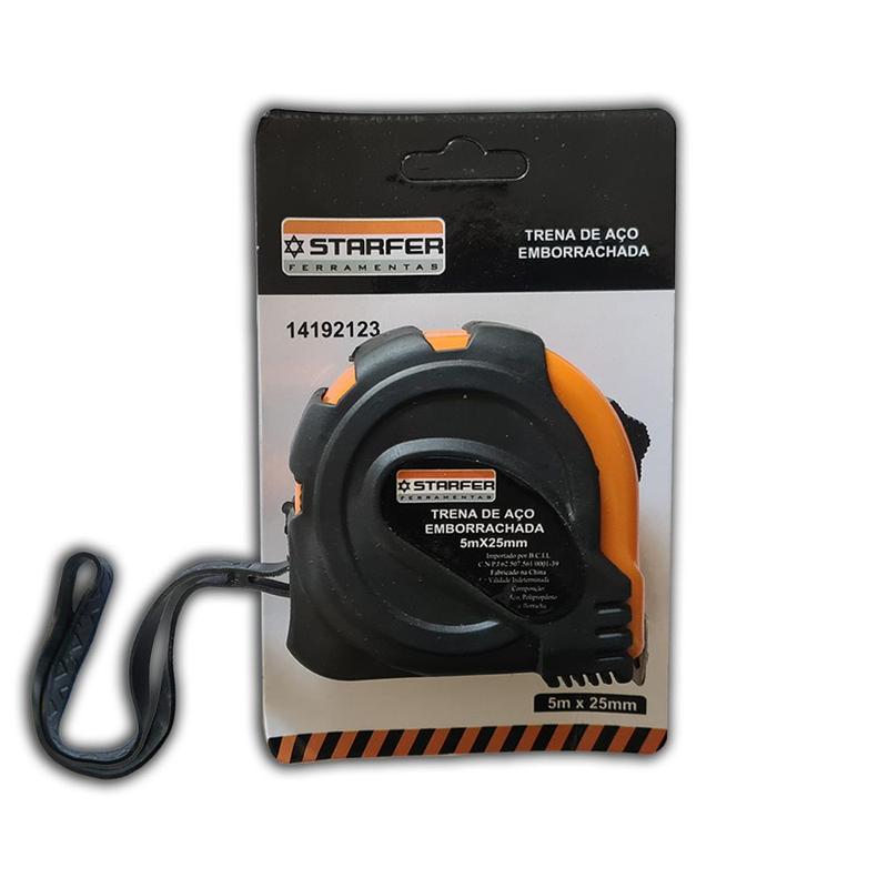 Trena de aço 5 metros X 25MM emborrachada STARFER 14192123 - Trena ...