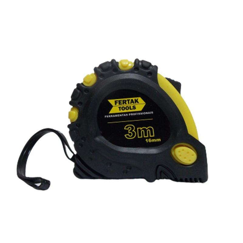 Trena de Aço Emborrachada com Trava 3m x 16mm Fertak - Trena - Magazine ...