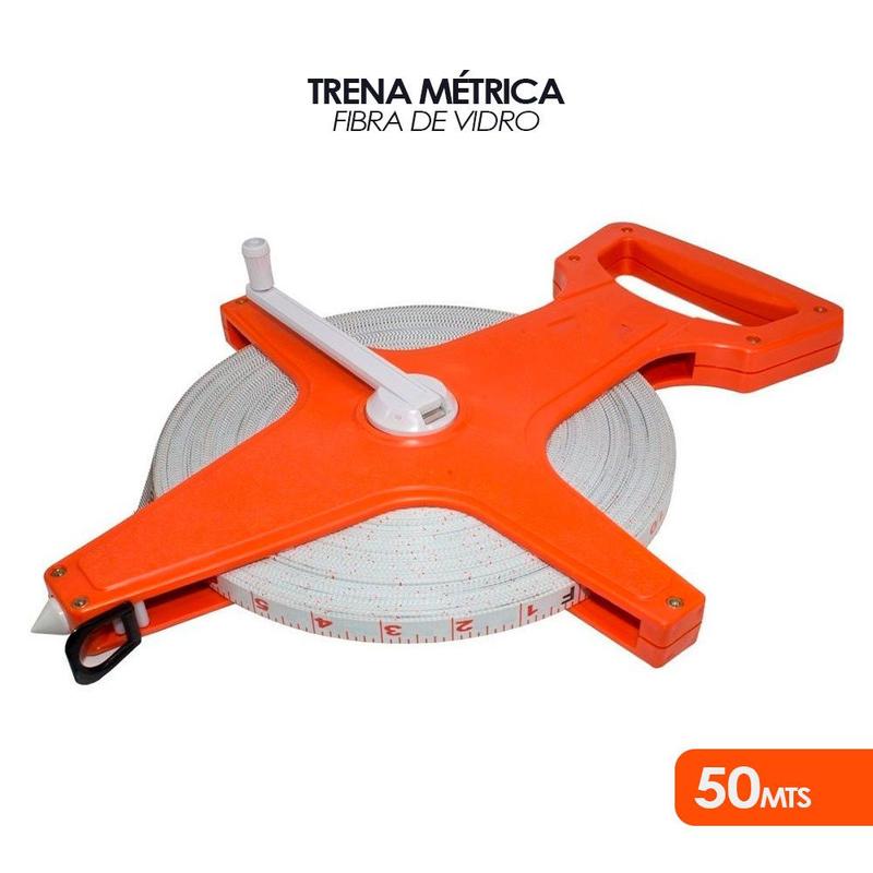 Trena de Fita Fibra de Vidro Longa 50 Metros Caixa Aberta - HM Comércio ...
