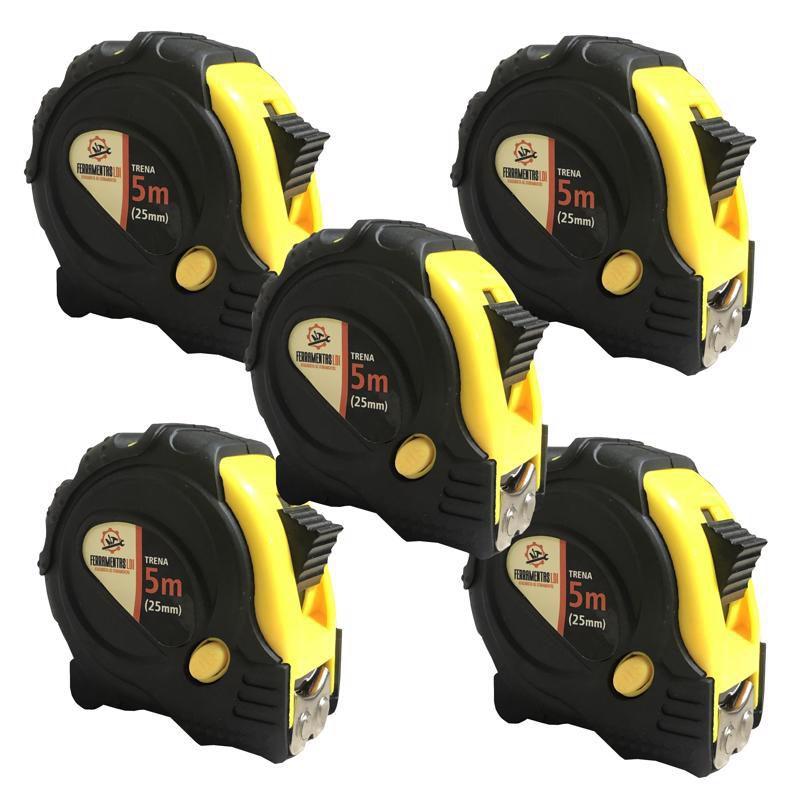 Trena Manual Emborrachada 5 Metros 5mx25mm 3 Travas LDI Ferramentas 5 ...