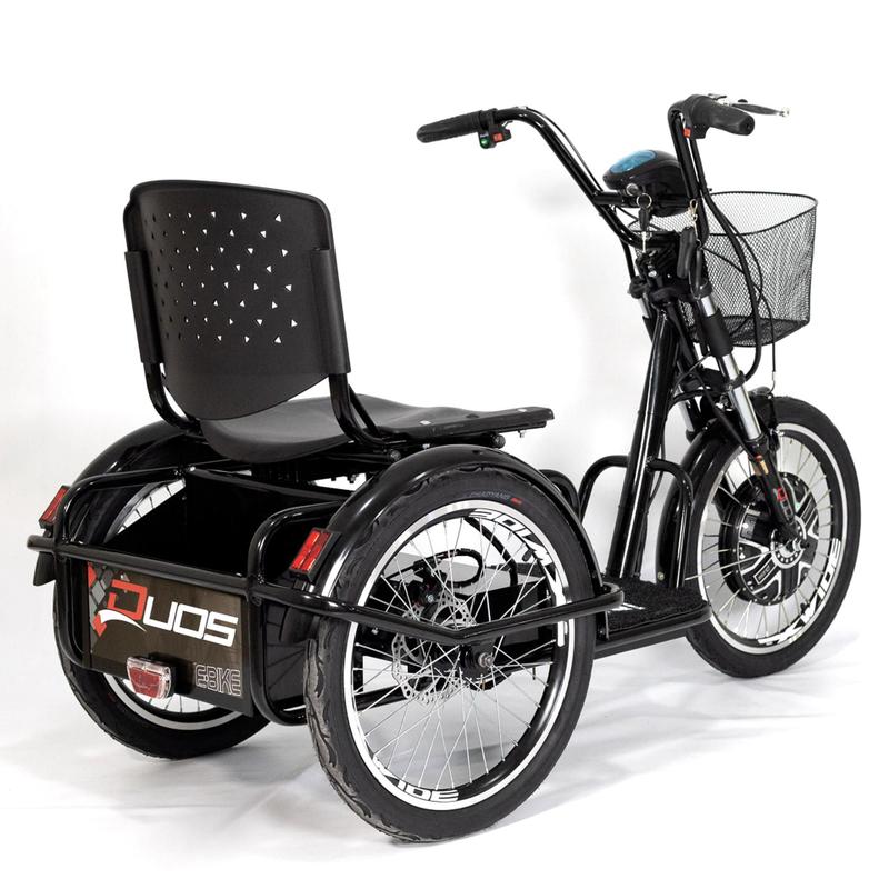 Triciclo Elétrico Com cesta Ré e freio a disco - Duos Bikes - Triciclo ...