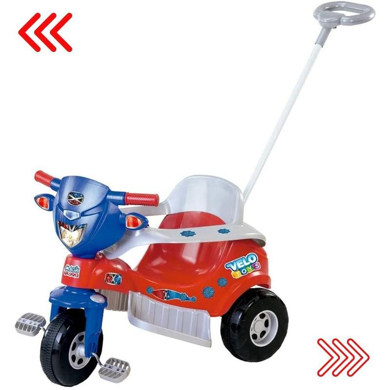 Triciclo Velotrol Motoquinha Velotoys Vermelho com Capacete - Magic T ...
