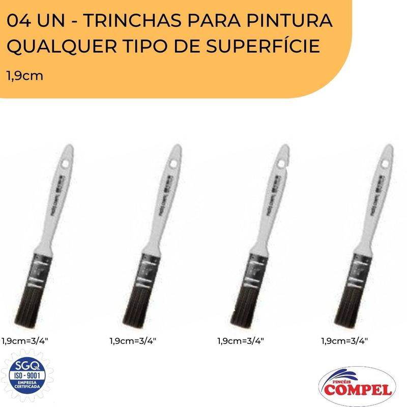 Trincha 3/4"- 4 UN - Multiuso para pintura de parede, parede de gesso ...